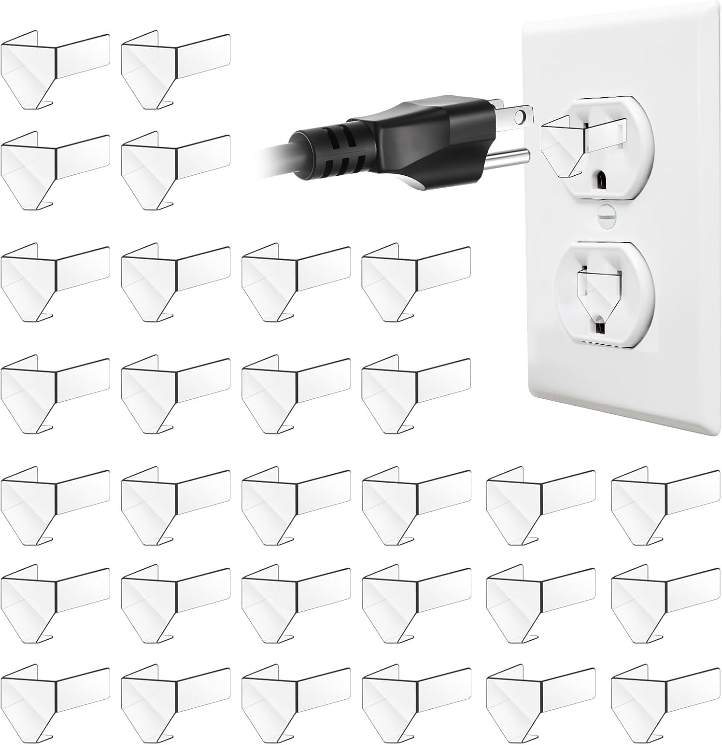 AOZUO 30Pcs Loose Outlet Fix Plugs for 3 Prong, Insert Snug Plug Plastic Socket Outlet Tightener ...