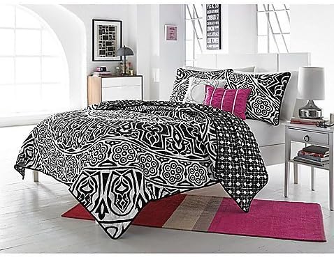 Amazon.co.jp: Studio 3B Shembel Black White Queen Full Quilt Set by ...