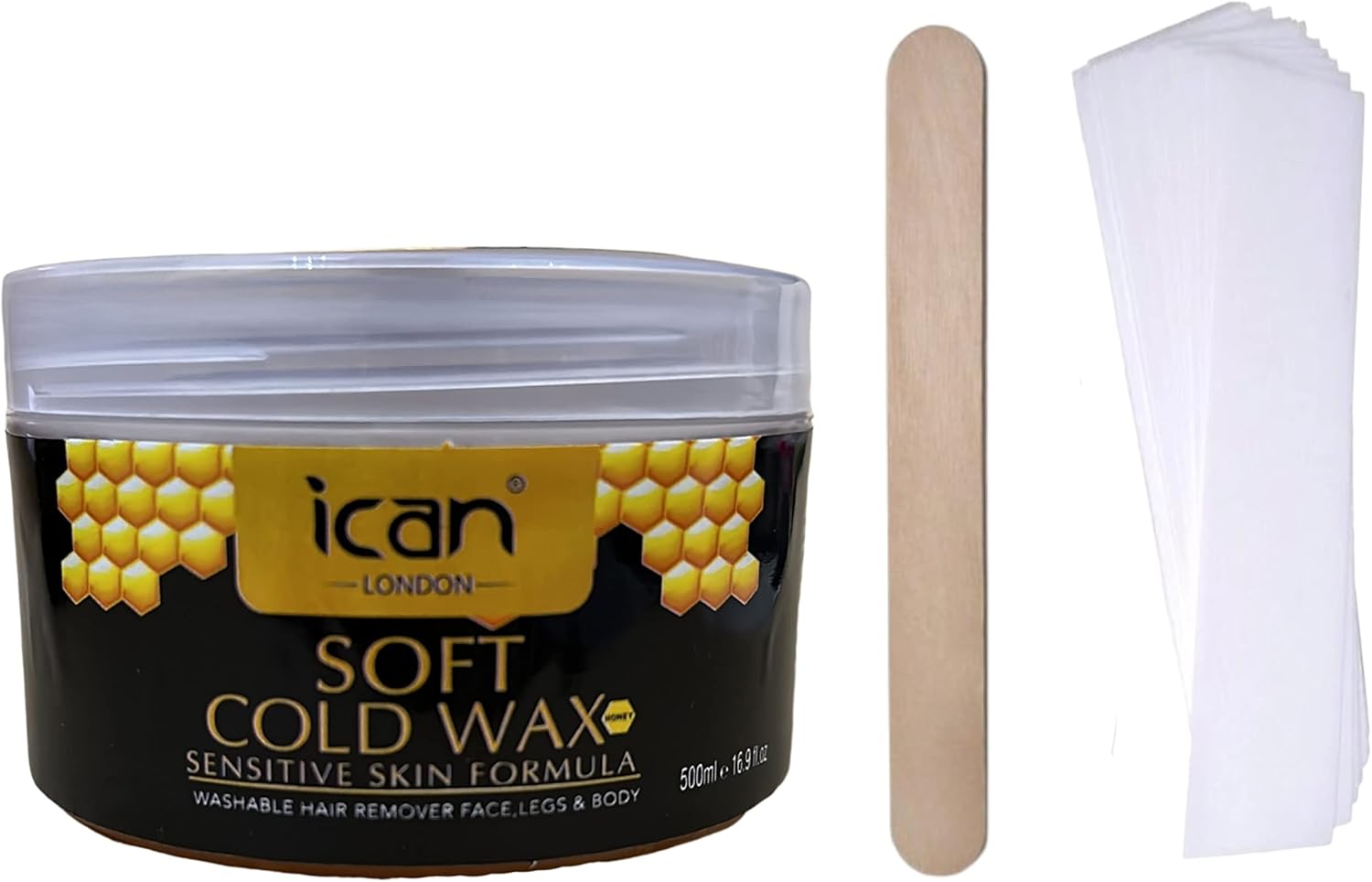 ican London Honey Soft Cold Wax Kit For Hair Removing Face, Legs & Body ...