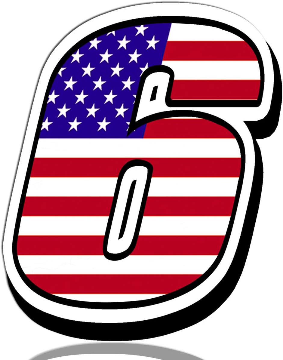 Amazon.com - Racing Rally Number 6 Sticker Decal USA Flag N 306