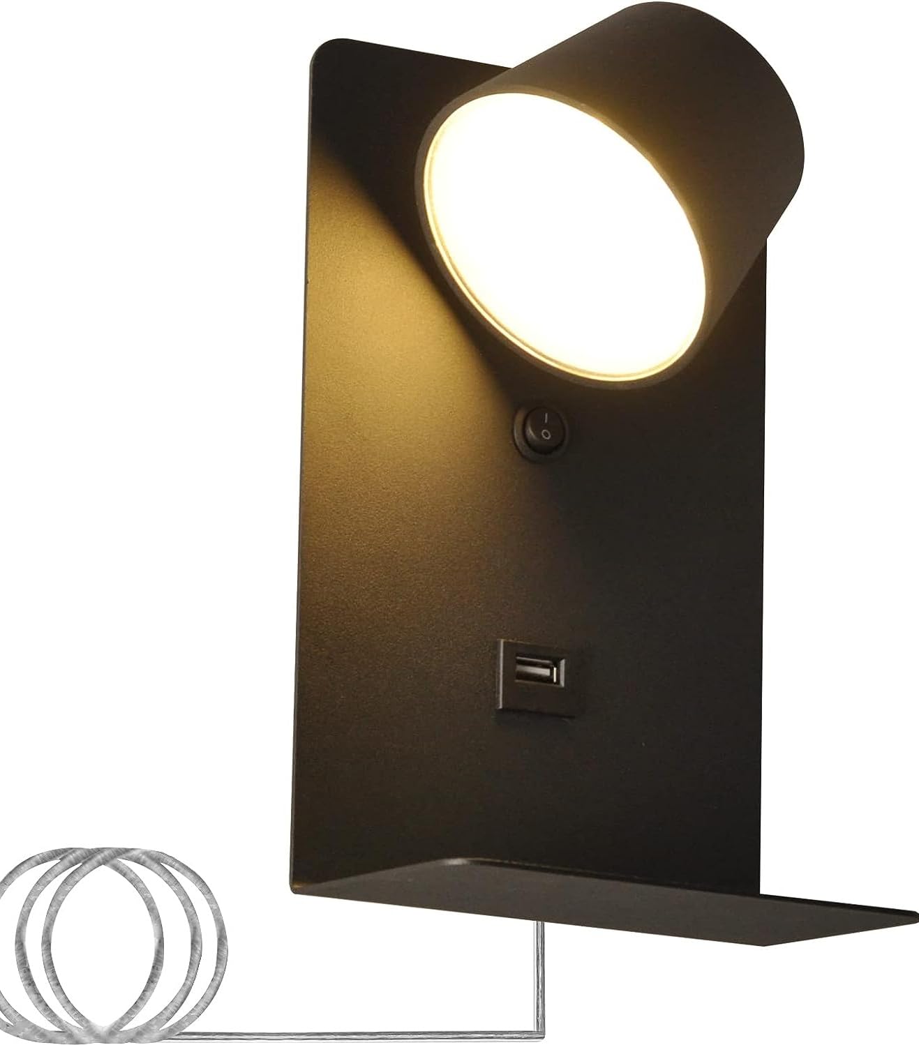 SUNLLOK Modern LED Wall Lamp with USB Charging Port Case - Indoor ...