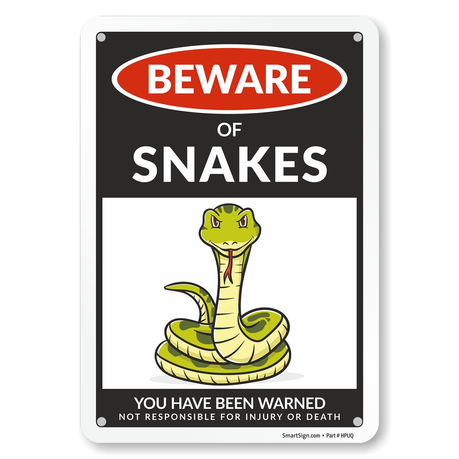 Amazon.com: SmartSign Beware Of Snakes Warning Sign - 10"x7", 40 mil ...