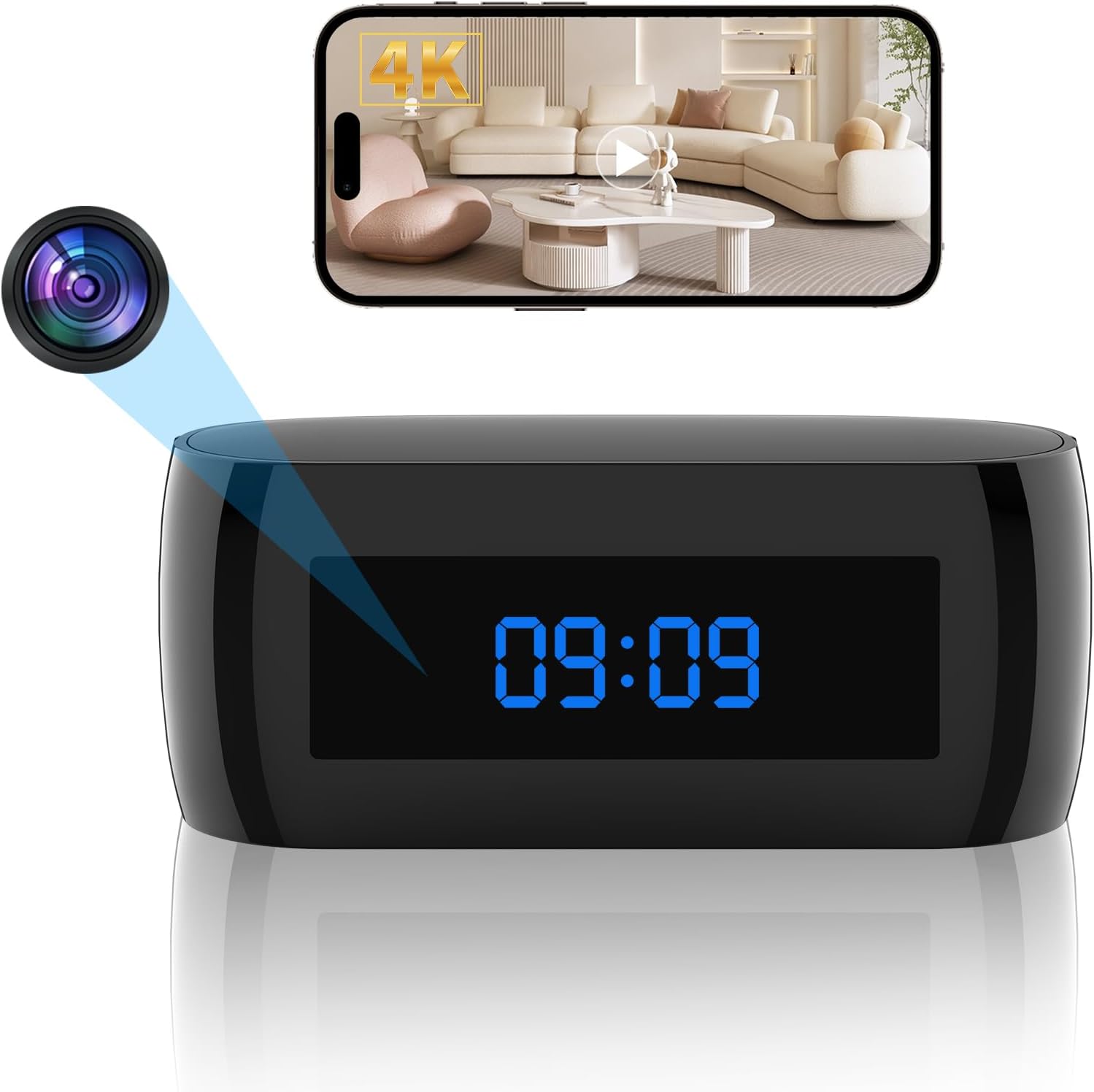 Amazon.com : Mini Camera Clock WiFi Camera Alarm 4K FHD Covert Nanny ...