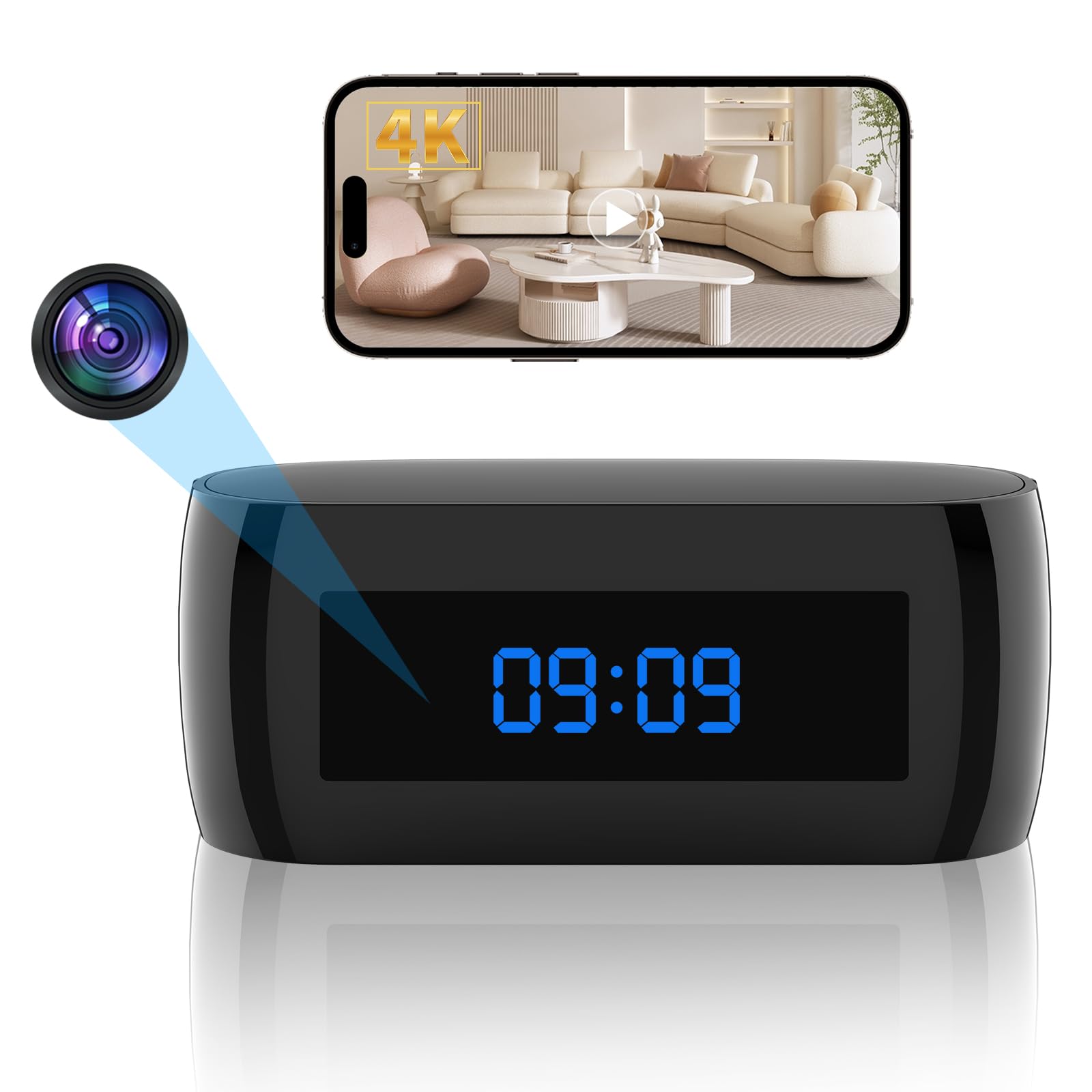 Amazon.com : Yuehetian HD 4K Hidden Camera Clock, Clock Camera Spy Cam ...
