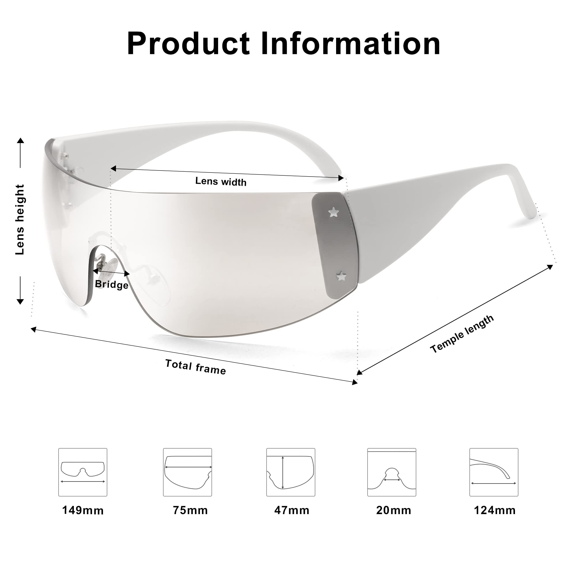 Allarallvr Y2K Sunglasses For Women Men 2000S Retro Fashion Rimless ...