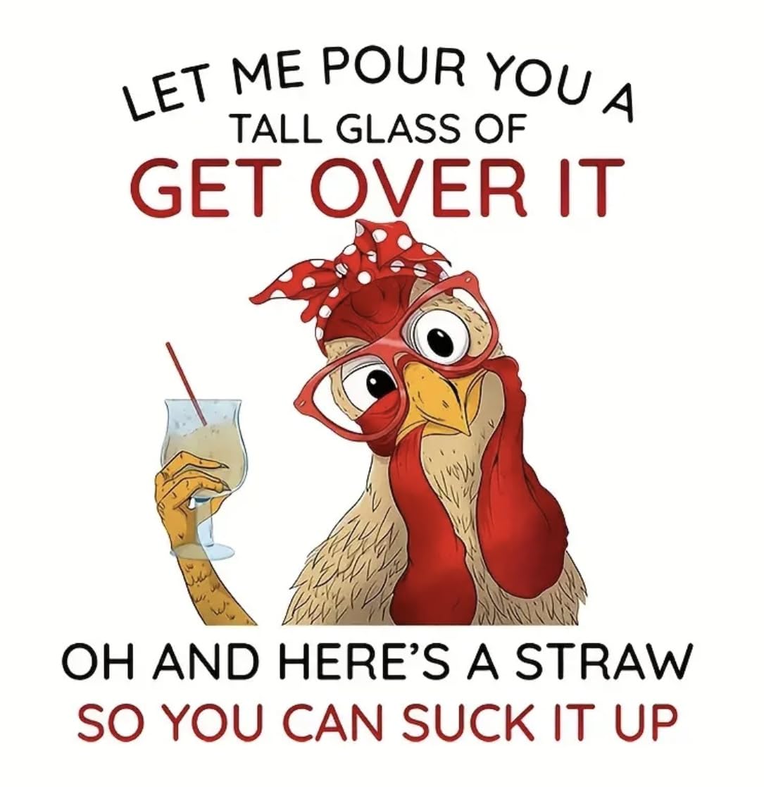 Amazon.com: Generic 1 Sheet Funny Rooster Iron on Transfer, GET Over IT ...