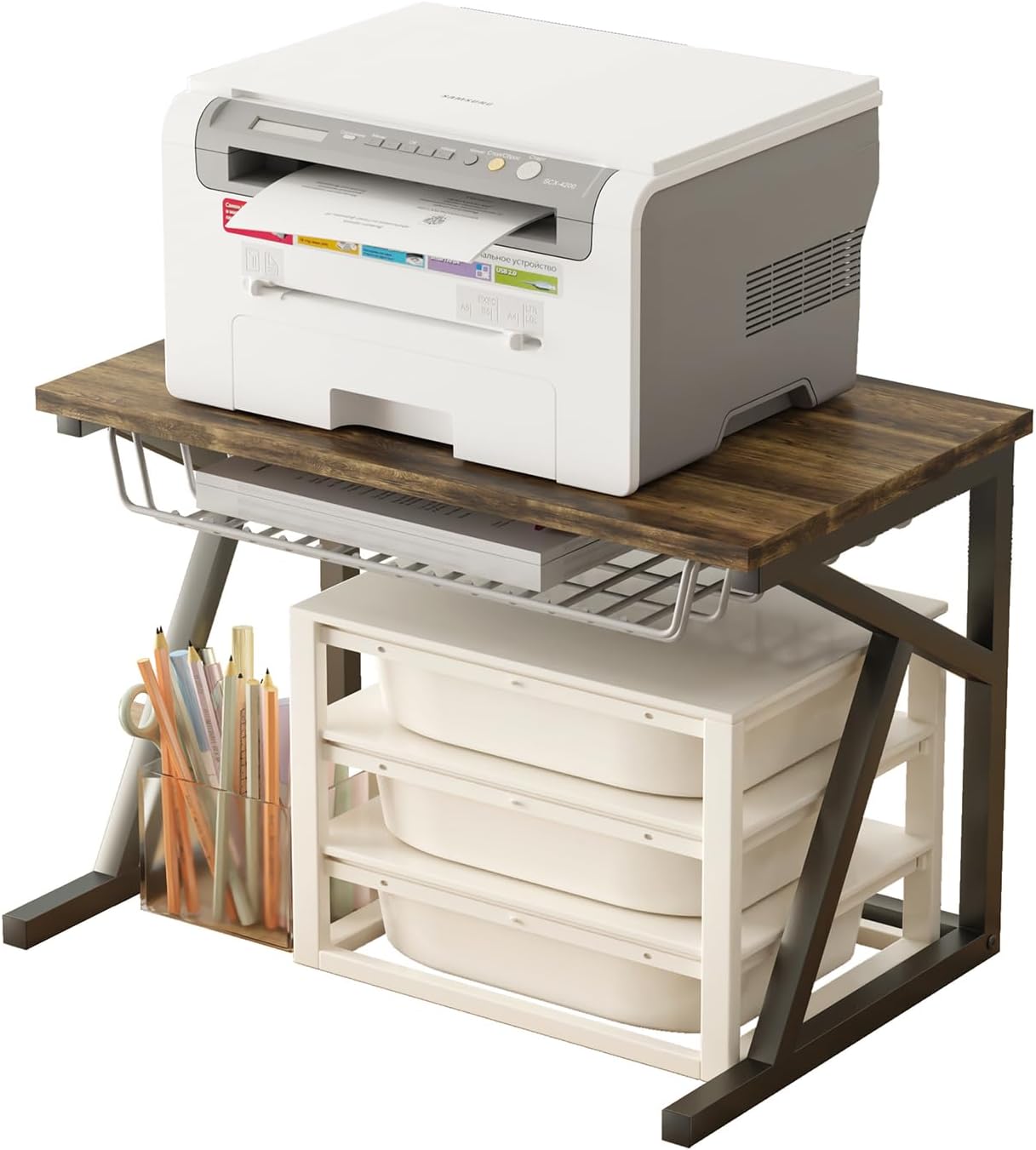 Amazon.com: Muzerdo Oversize 2-Tier Desktop Stand Shelf with Cabinet ...