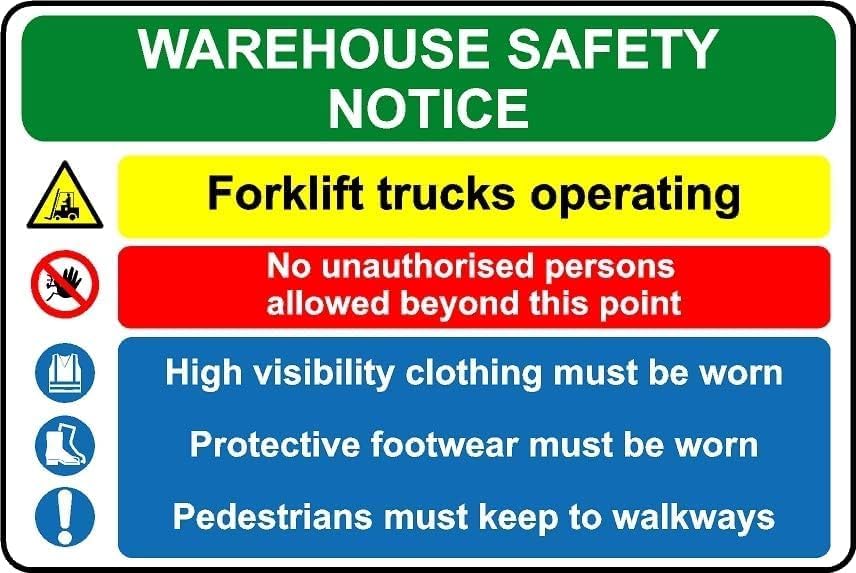 Warehouse Safety Notice Forklift Trucks Operating Safety Sign - 1mm ...