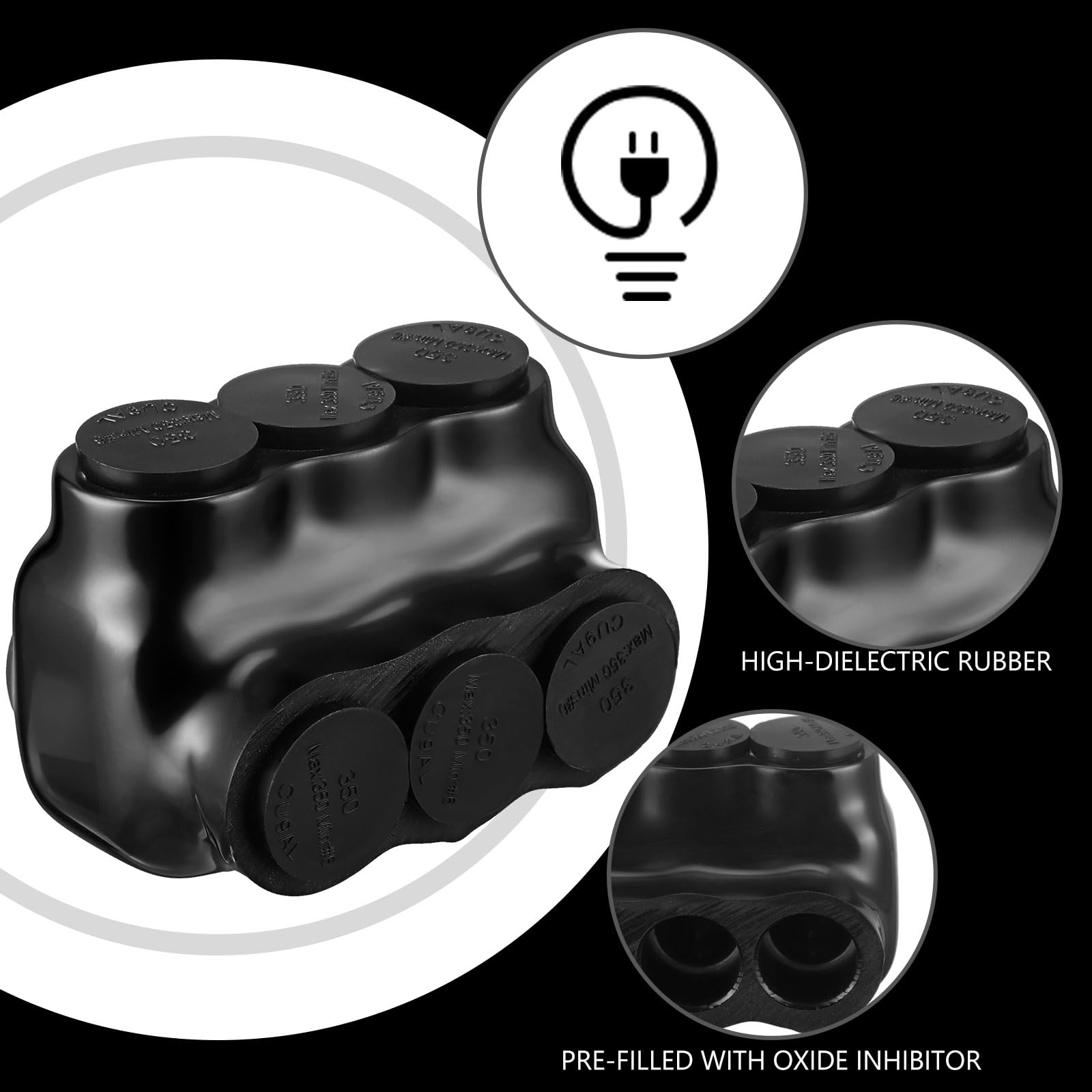 Snapklik.com : Kanayu 3 Pack Multi Cable Connector Black Insulated 3 ...