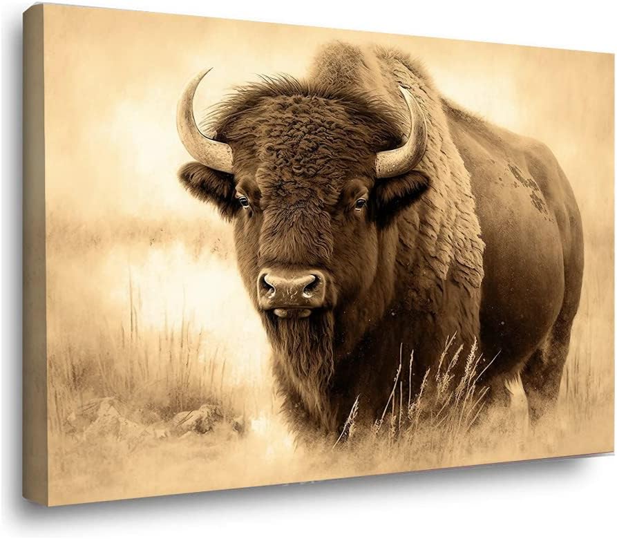 Amazon.com: QQLADY Bison Wall Art Buffalo Artwork Prints Nature ...