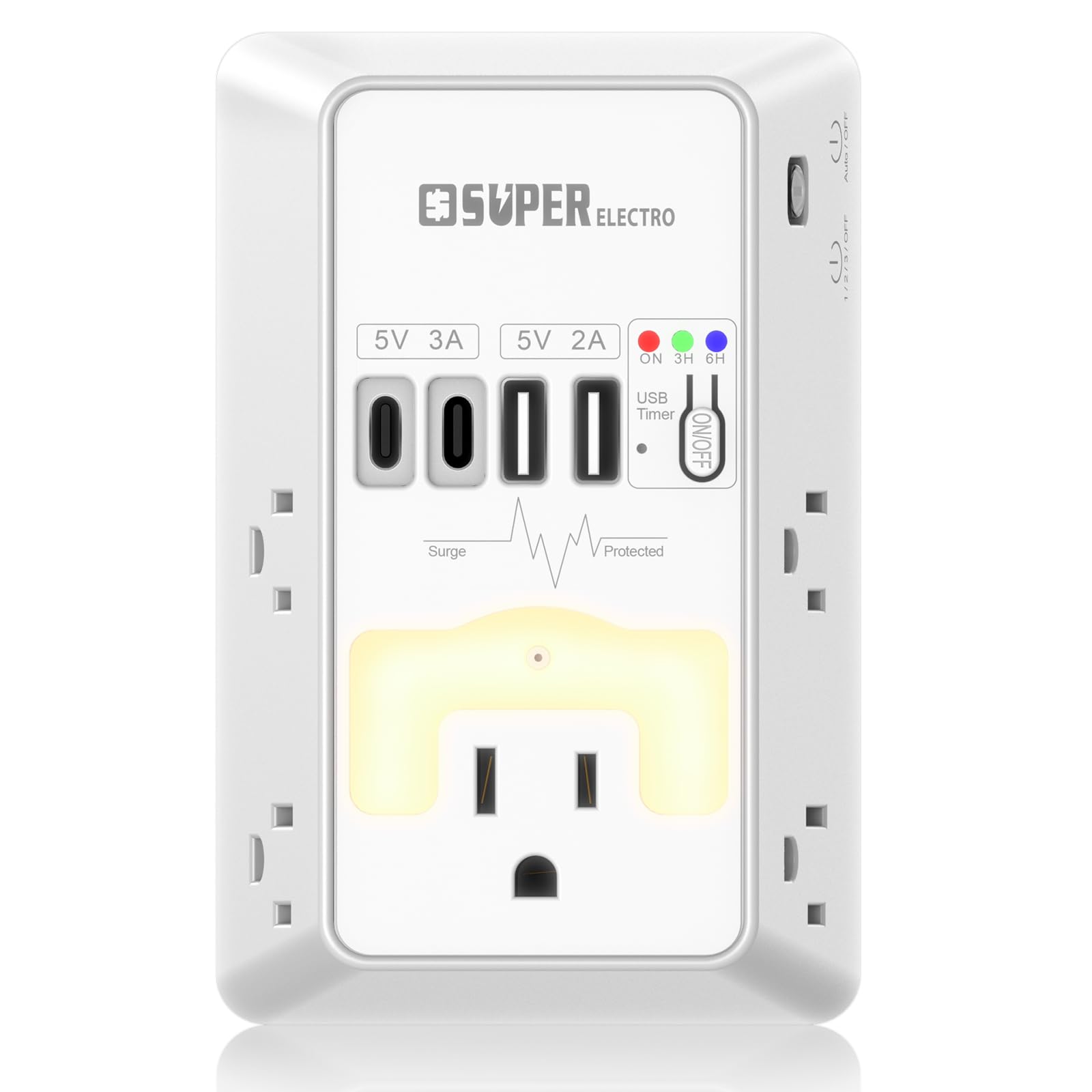 Amazon.com: Multi Plug Wall Outlet, USB Wall Charger Surge Protector ...