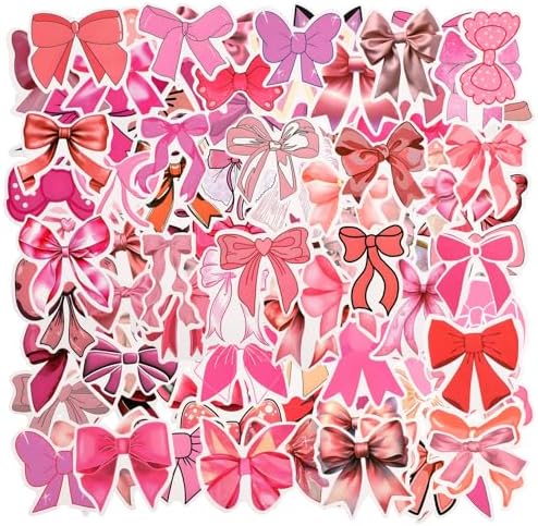 Amazon.com: AnyDesign 480Pcs Pink Coquette Bow Stickers 16 Styles ...