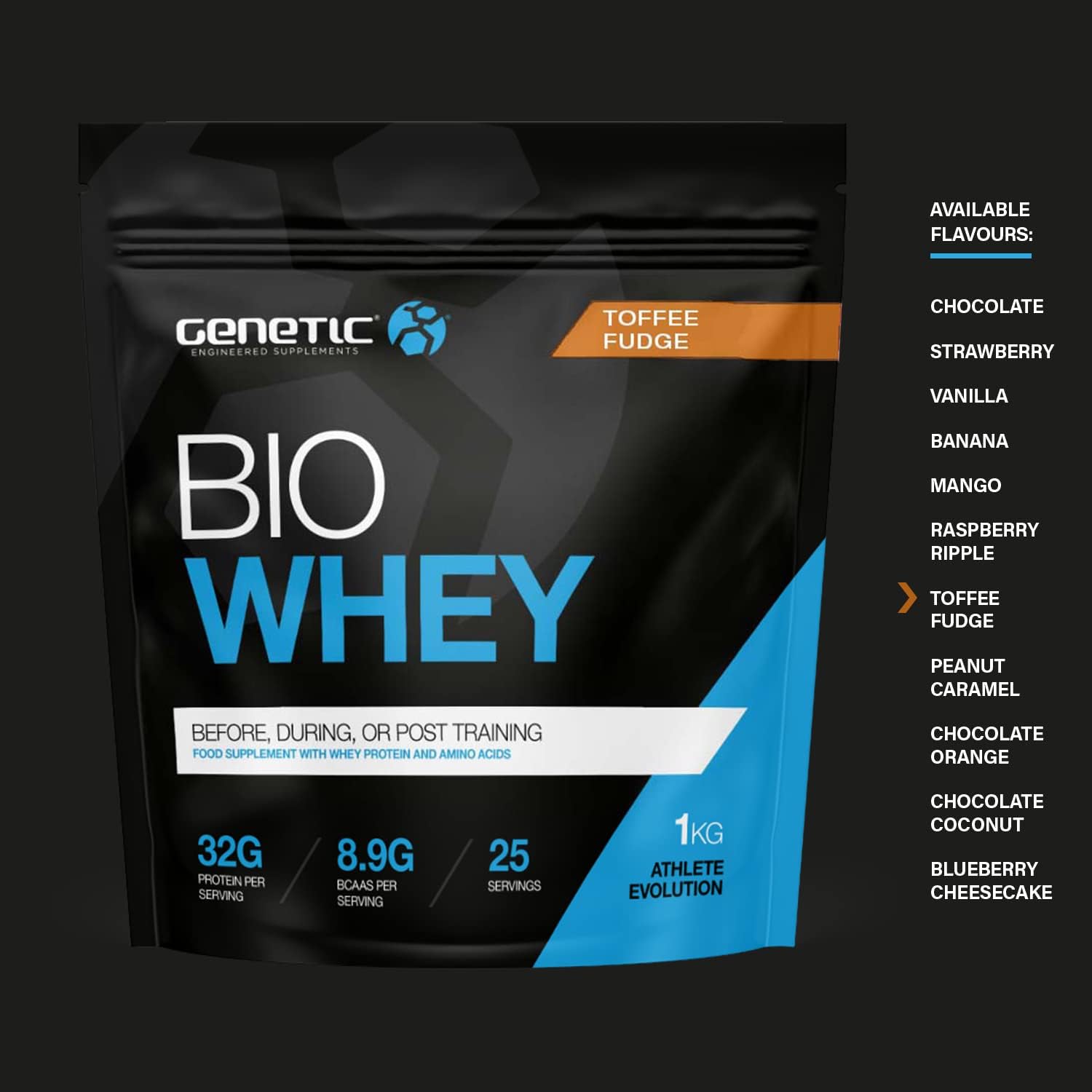 Whey Protein Powder – Genetic Supplements – Whey Protein – 1kg – Toffee ...