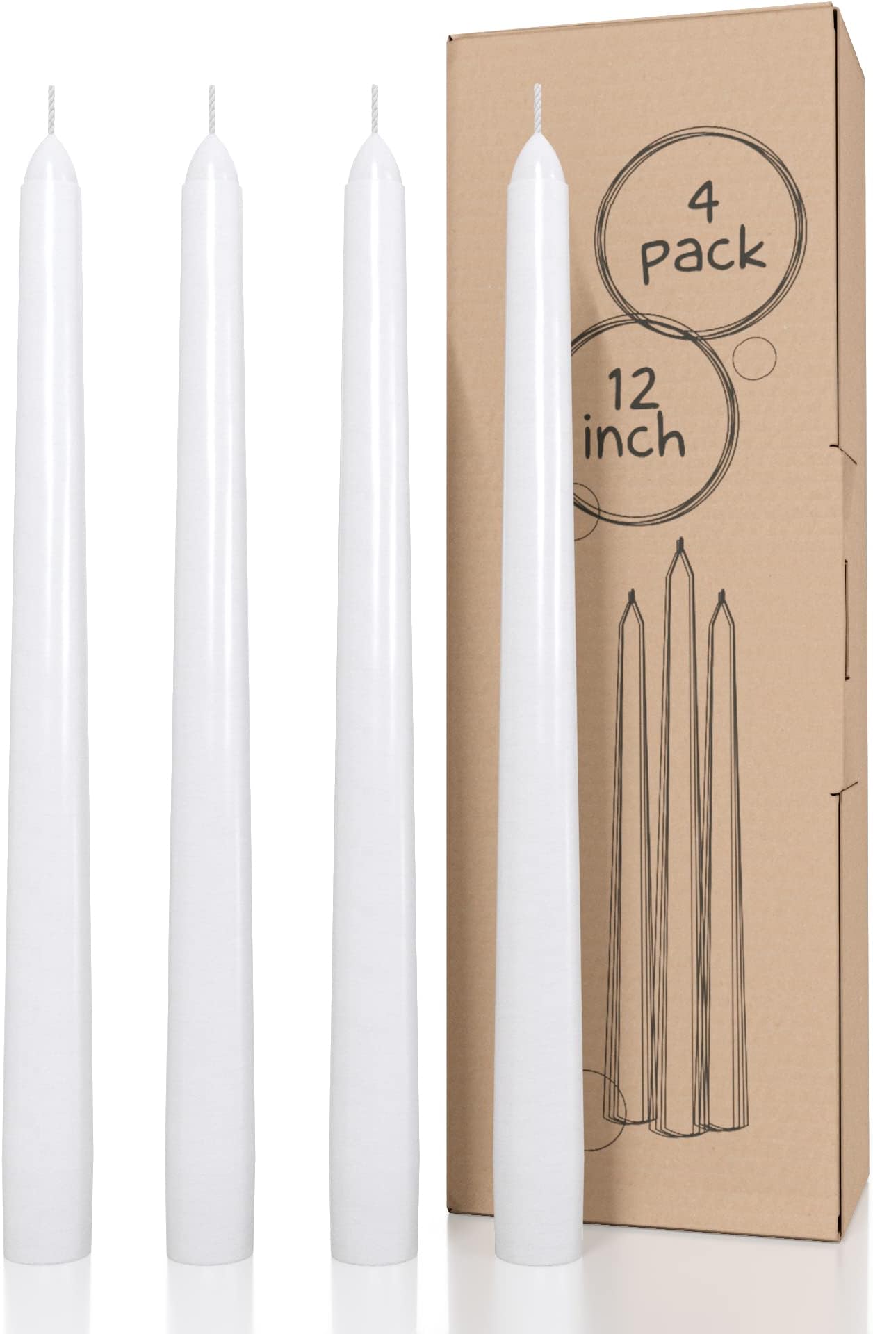 Amazon.com: Caspari Straight Taper Candles in White - 2 Packs of 2 ...