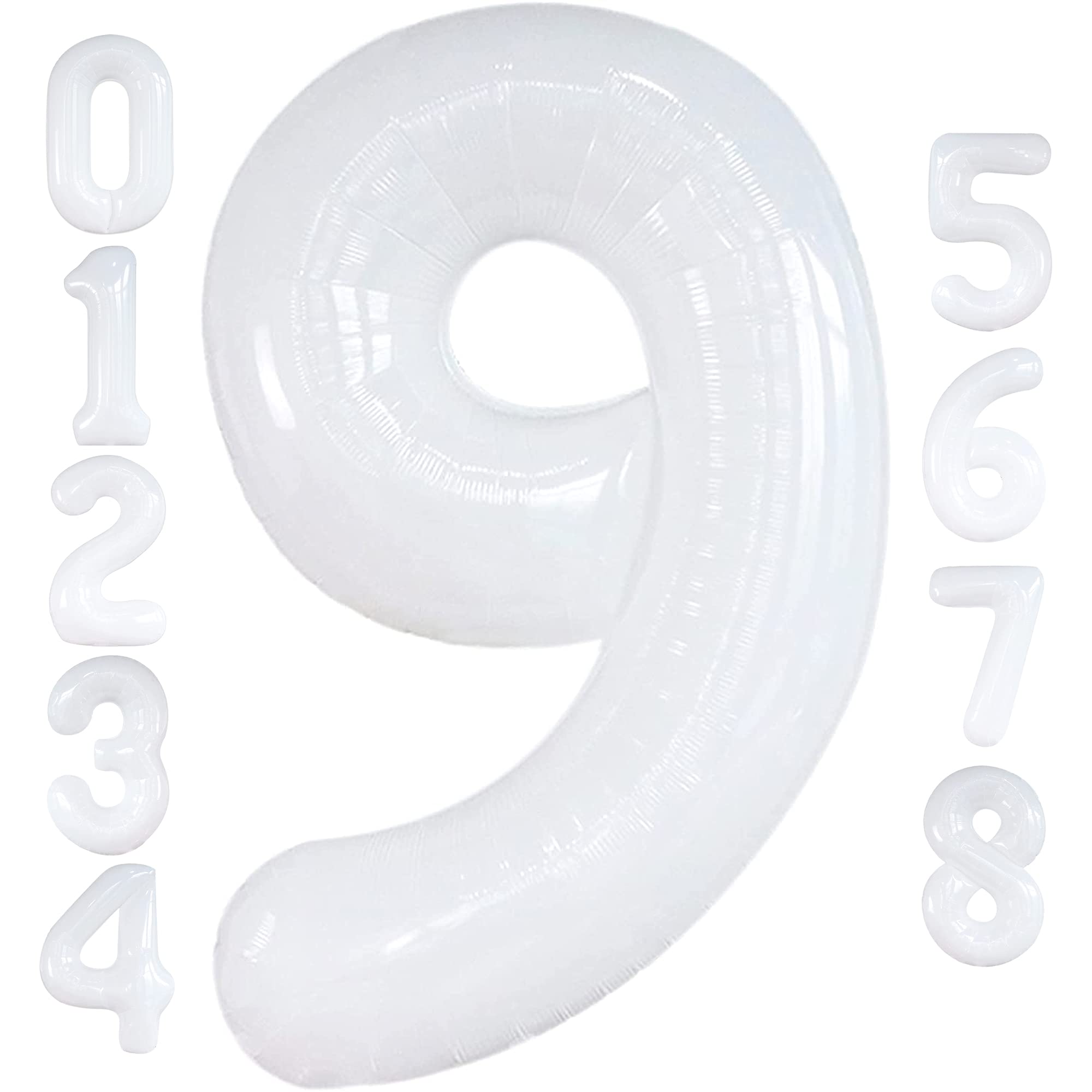 Snapklik.com : Big 40 Inch White Number 9 Balloon - Mylar 9 Balloon ...