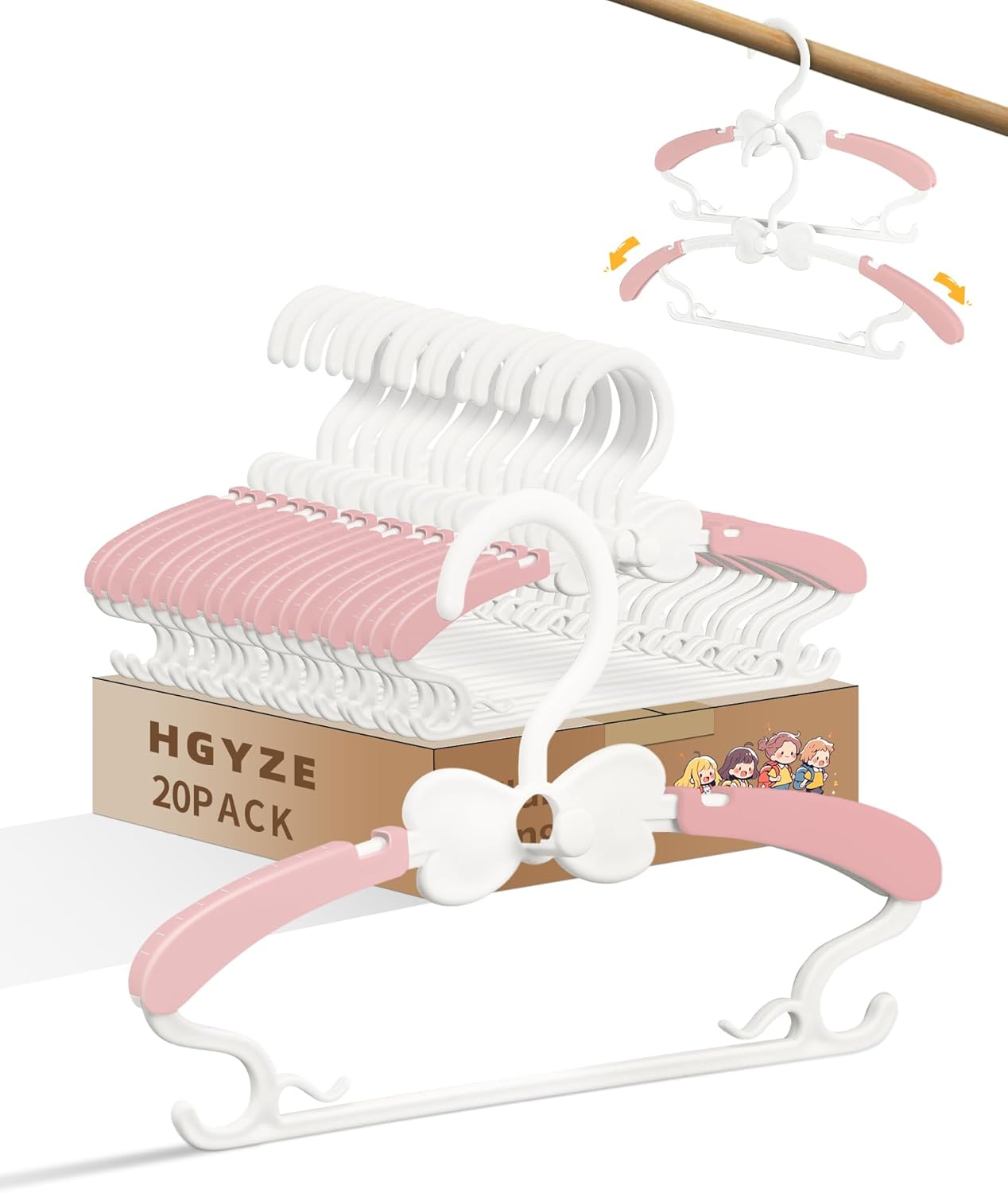 HGYZE 20 Pack Baby Clothes Hangers Stretchy Clothes Hangers 0-12 Months ...