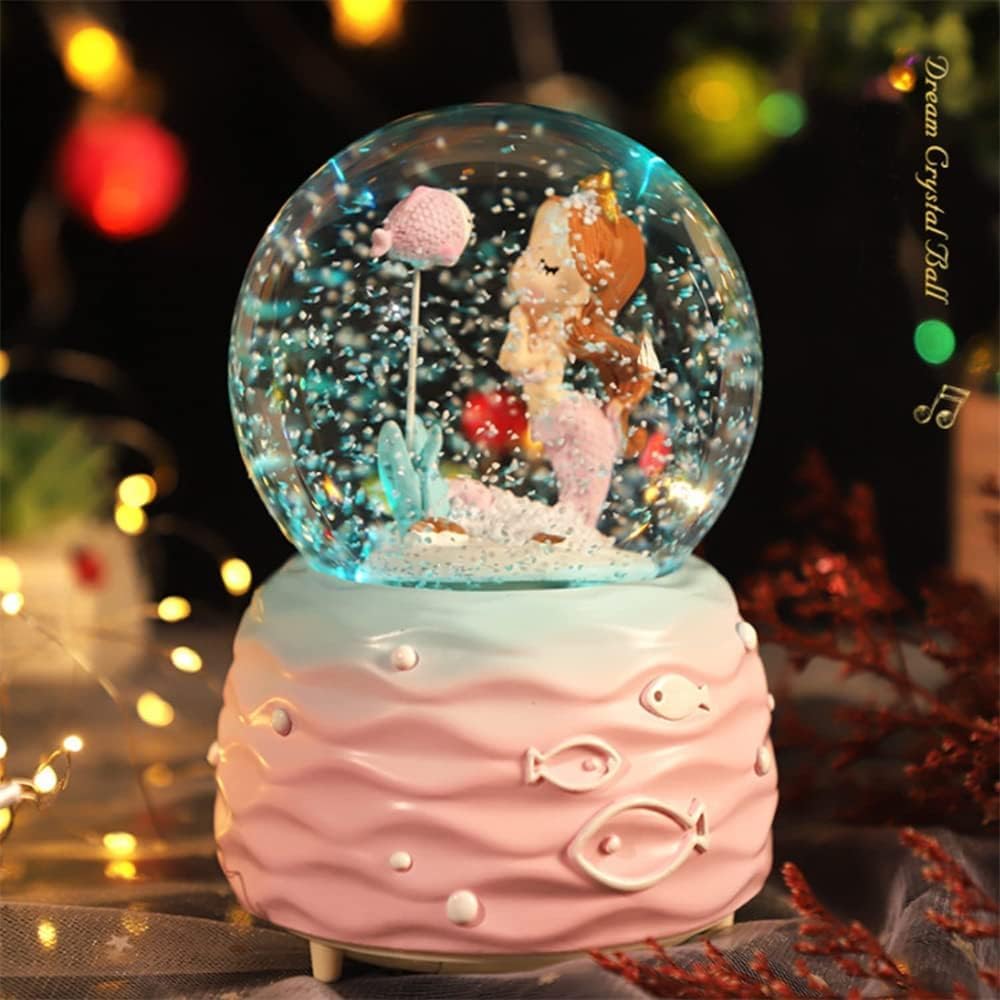 Buy Snow Globe for Kids, Mermaid Snowglobes, Musical Snowball with ...