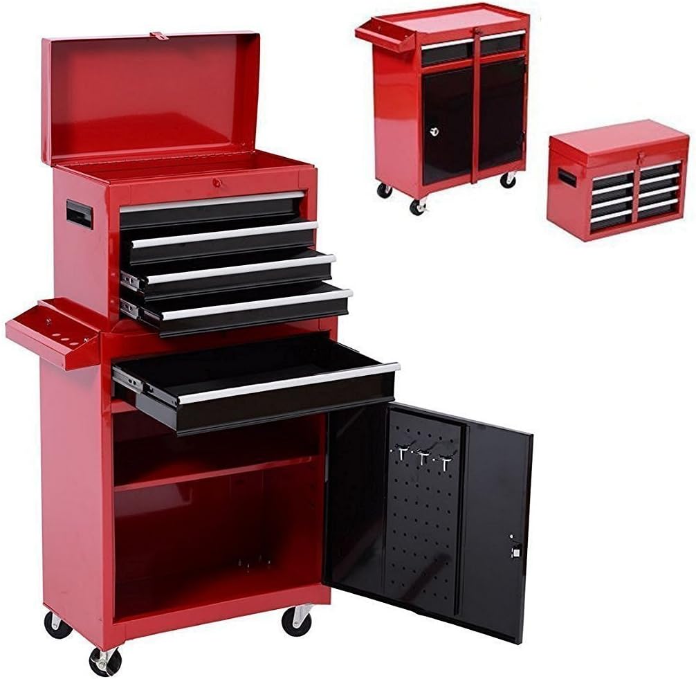 Amazon.com: Favorite-trade Red Rolling Tool Storage Cabinet Chest 5 ...