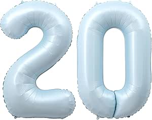 Amazon.com: Blue Number 20 Balloon 40 inch, Large Jumbo Digit Foil ...