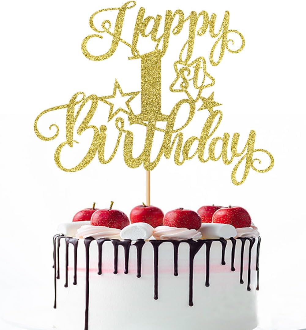 Amazon.com: Naicaek Happy 1st Birthday Cake Topper, Children's Cake ...