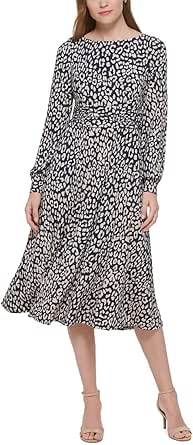 Jessica Howard Womens Leopard Print Ruched Midi Dress Navy 12 at Amazon ...