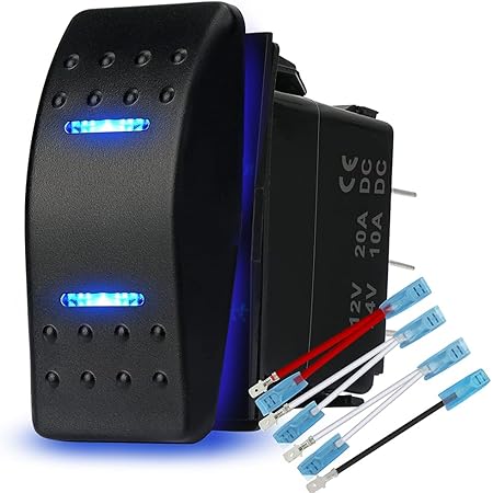 Amazon.com: STVMotorsports Blue Auto Rocker Switch Off/ON/ON 12V LED ...