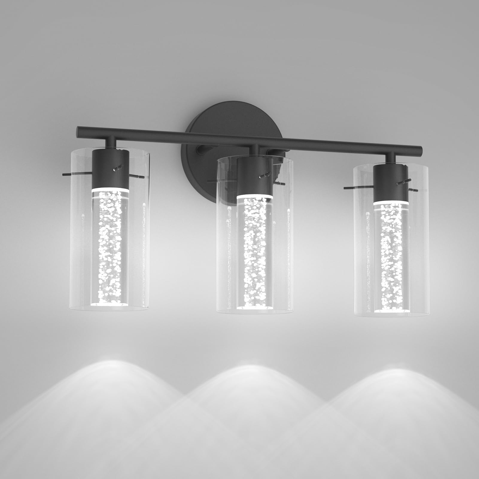 Tipace LED Black Modern Bathroom Vanity Light Fixtures Over Mirror ...