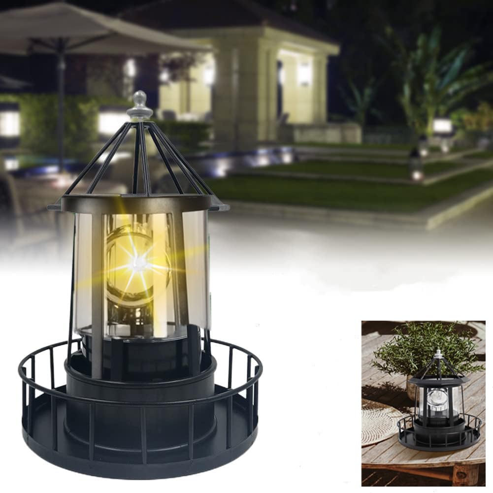 E-Greetshopping LED Solar Powered Lighthouse,Outdoor Waterproof 360 ...