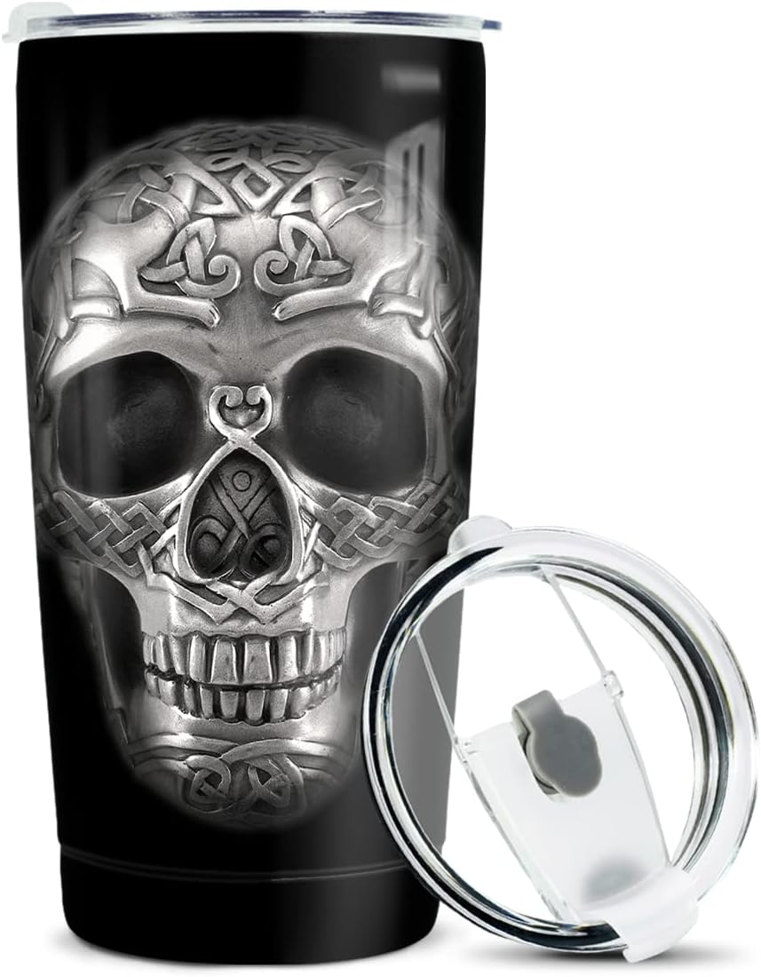 Amazon.com | winorax Skull Tumbler 20oz Stainless Steel Travel Cup ...