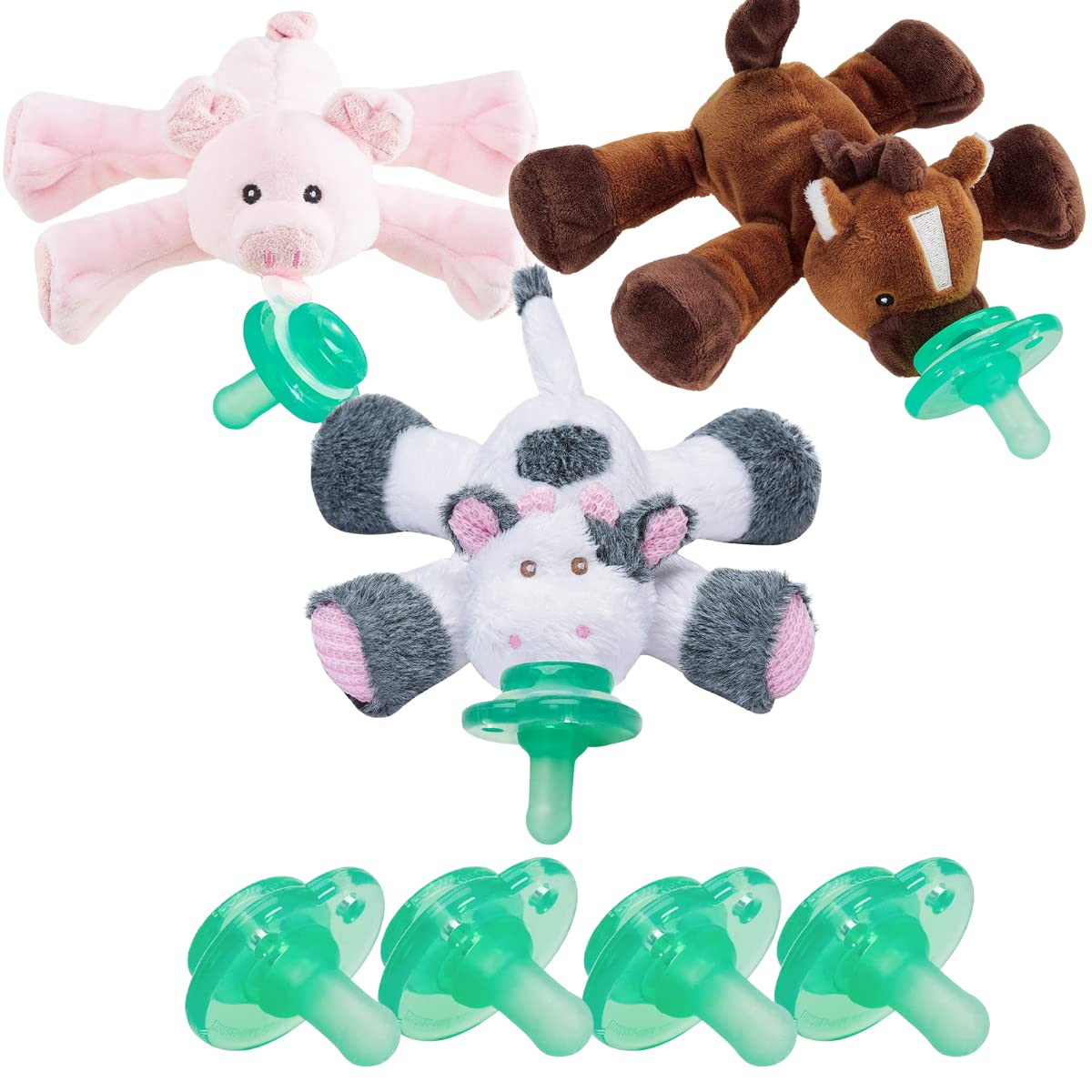 Amazon.com : Nookums - Farm Animals Paci-Plushies Buddies - Adapts to ...