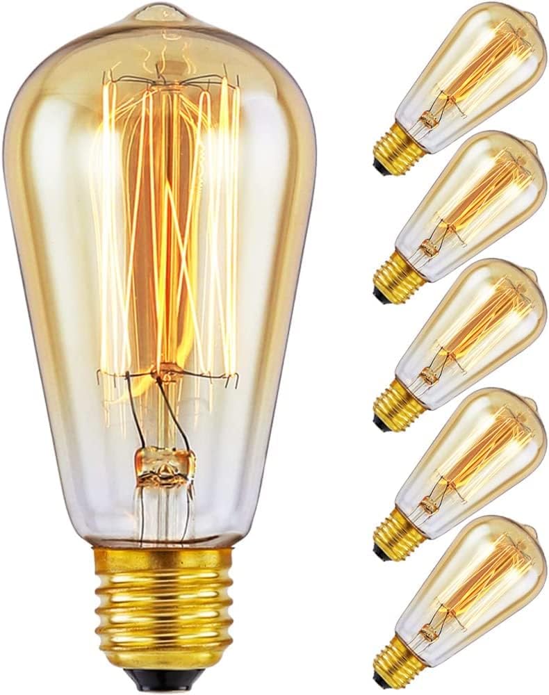 G80 Edison Screw Bulb 60w - Pack of 2 Dimmable Vintage Light Bulbs E27 ...