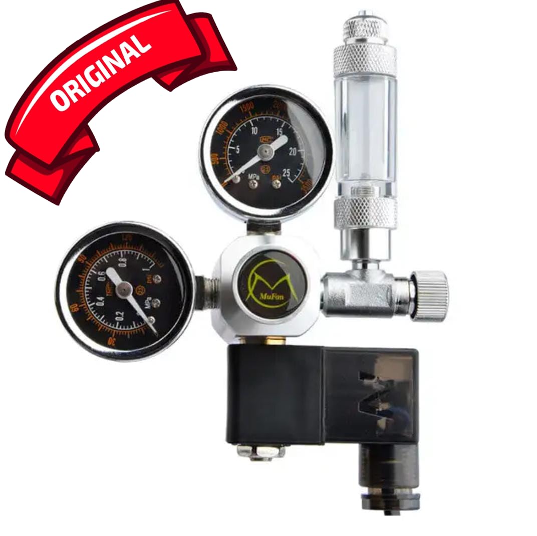 Tah Mufan Co2 Regulator – Dual Gauge Regulator with Solenoid and Bubble ...