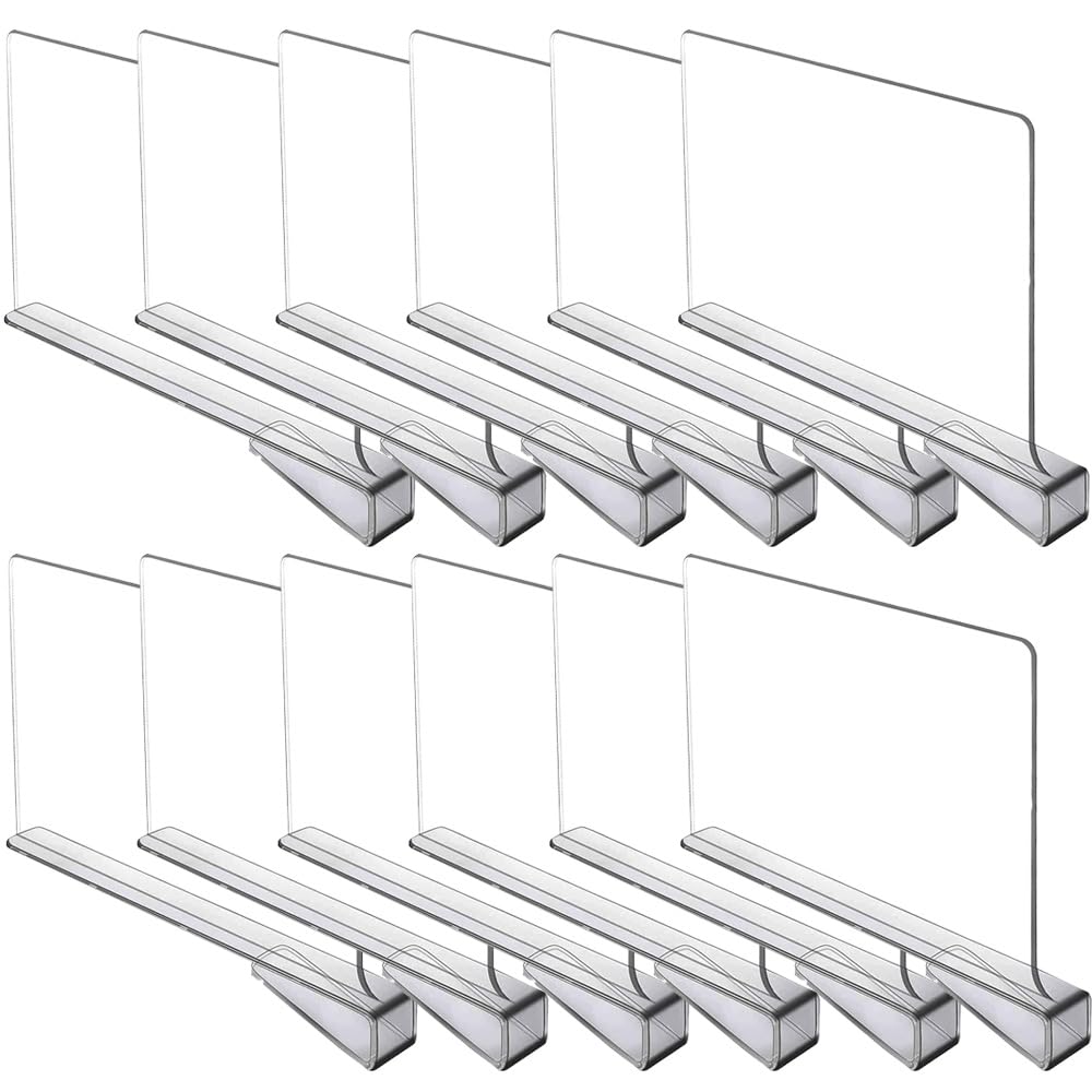 12 pcs Clear Acrylic Shelf Dividers Divider Separators for Closets ...