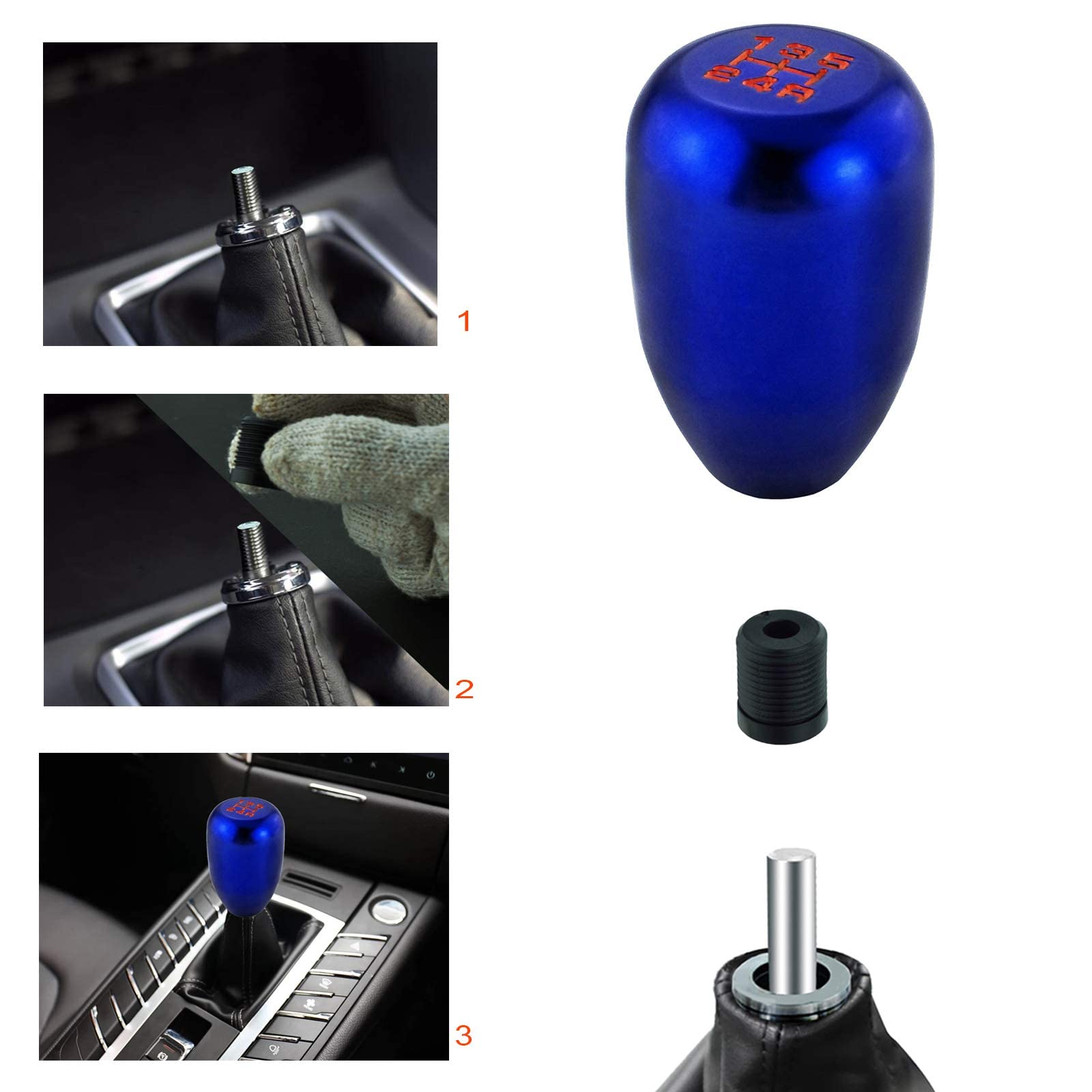 Snapklik.com : Lunsom 5 Speed Shifter Knob, Aluminium Alloy Gear ...
