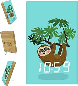 Green Sloth Digital Clock Art Style Desk Clocks LED Light Alarm Clock ...