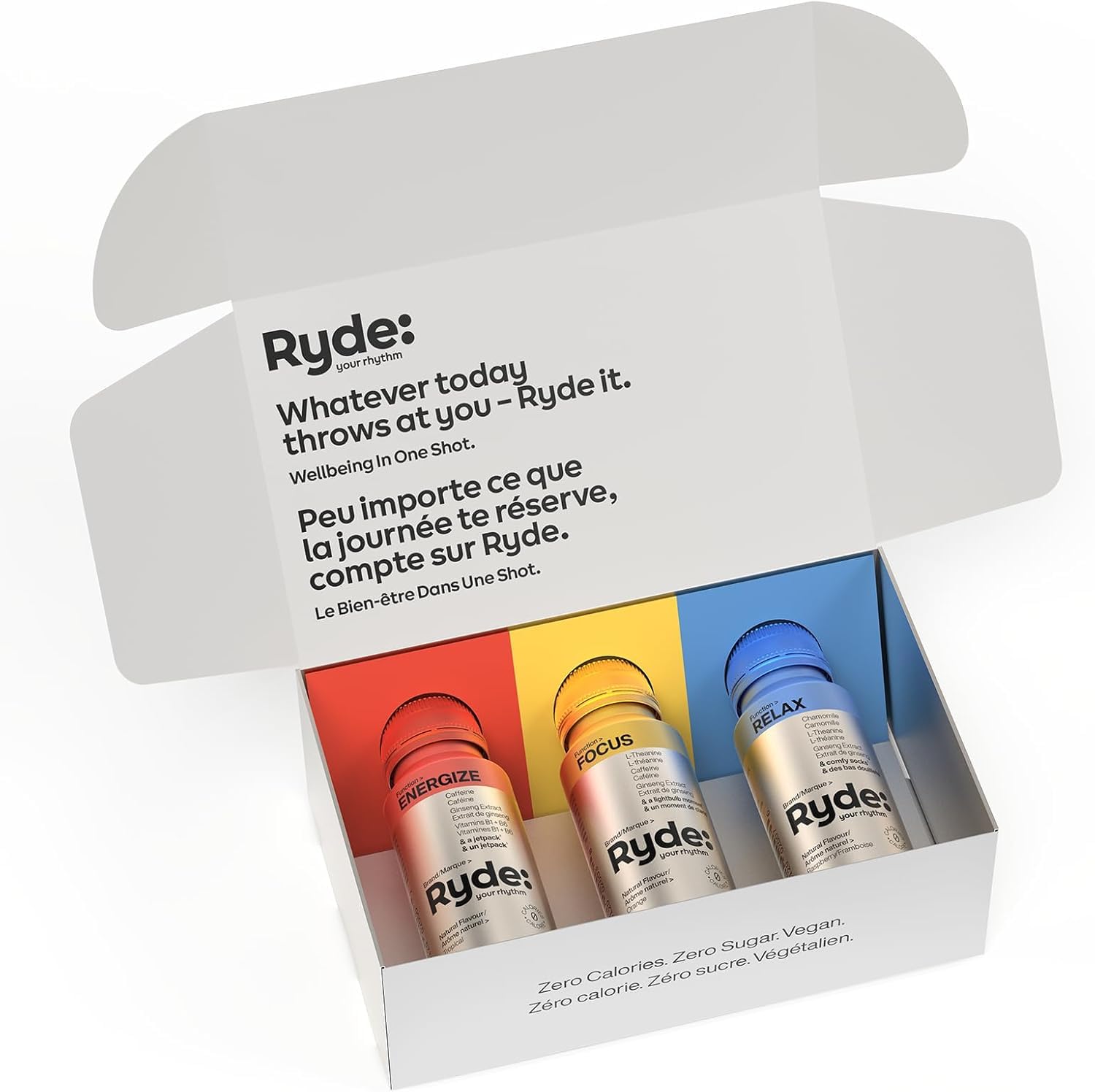 Ryde Discovery Pack | Variety 3 pack of 60 ml Wellbeing shots | Zero ...