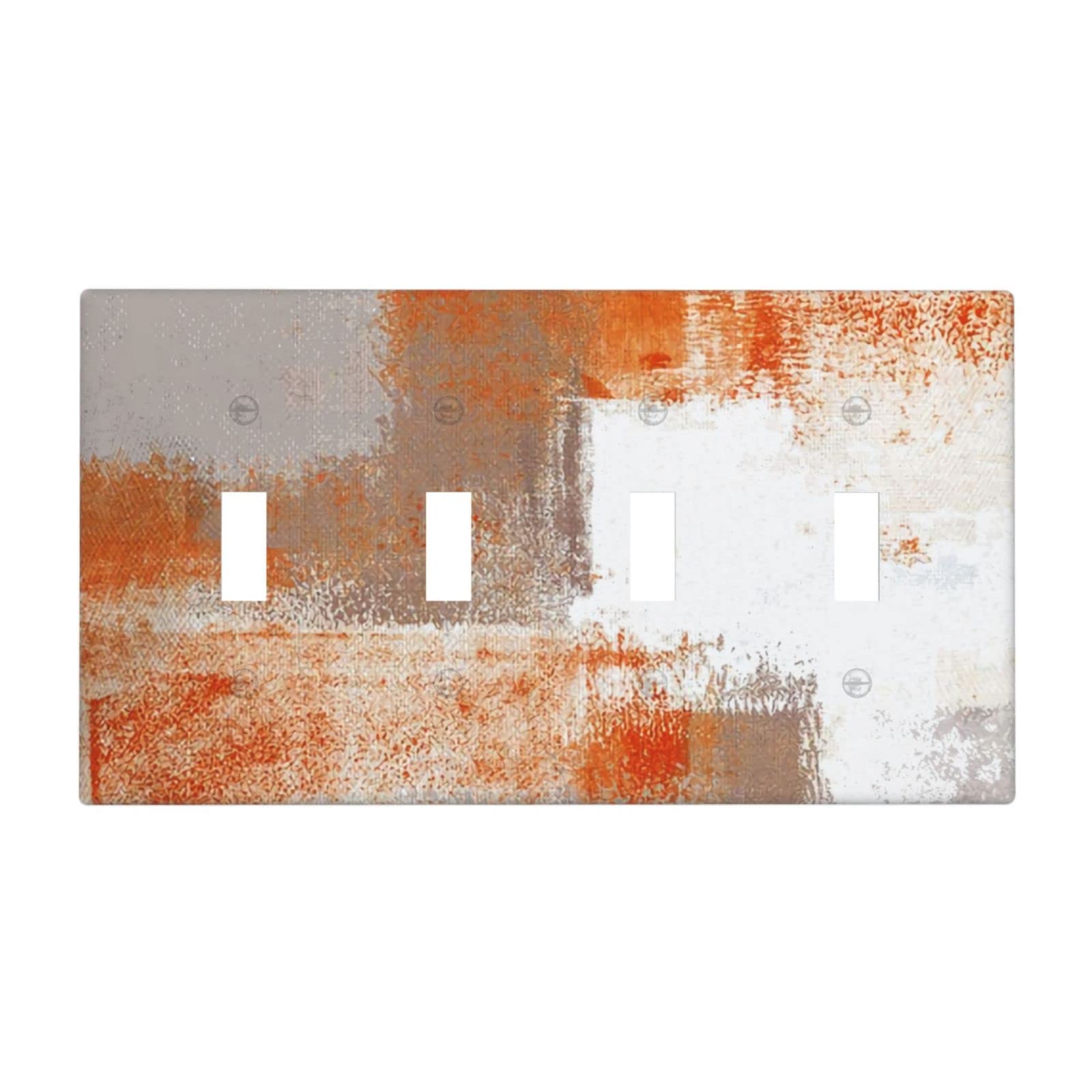 Orange Gray Abstract 4 Gang Light Switch Cover Decorative Quad Toggle ...