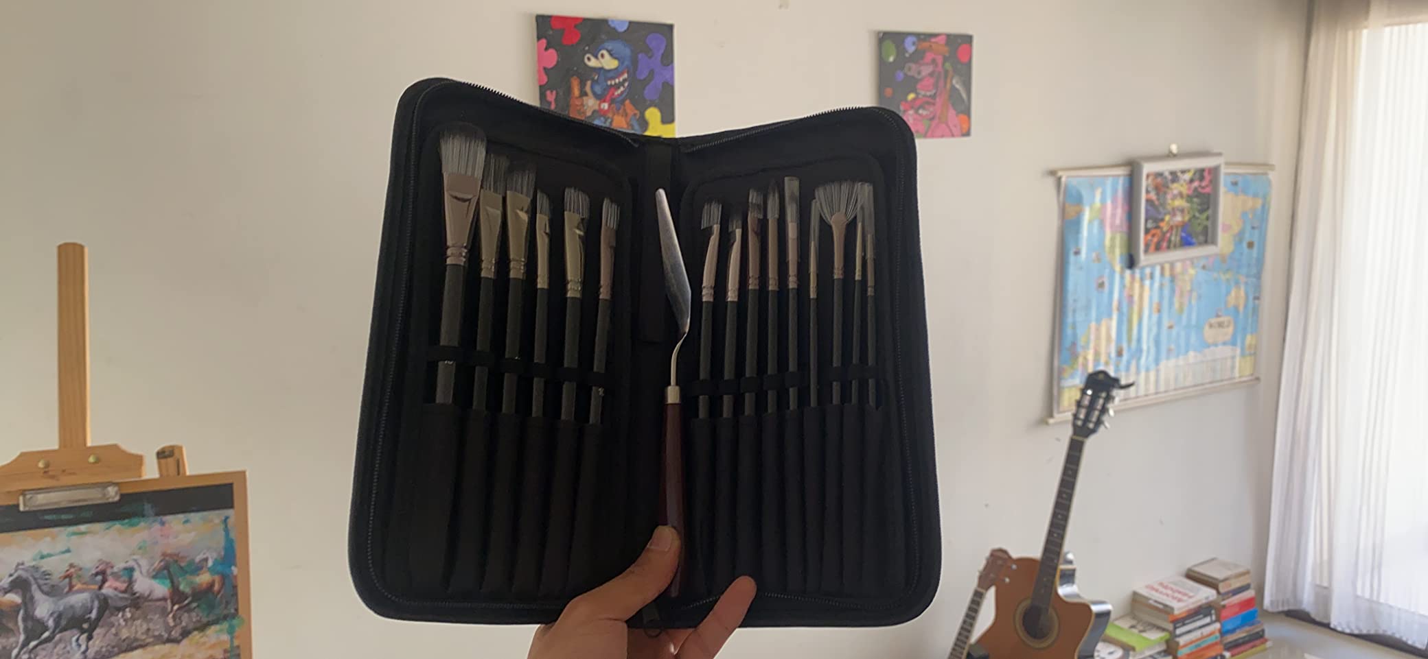 DUGATO Artist Paint Brush Set 15pcs Includes Pop-up Carrying Case with ...