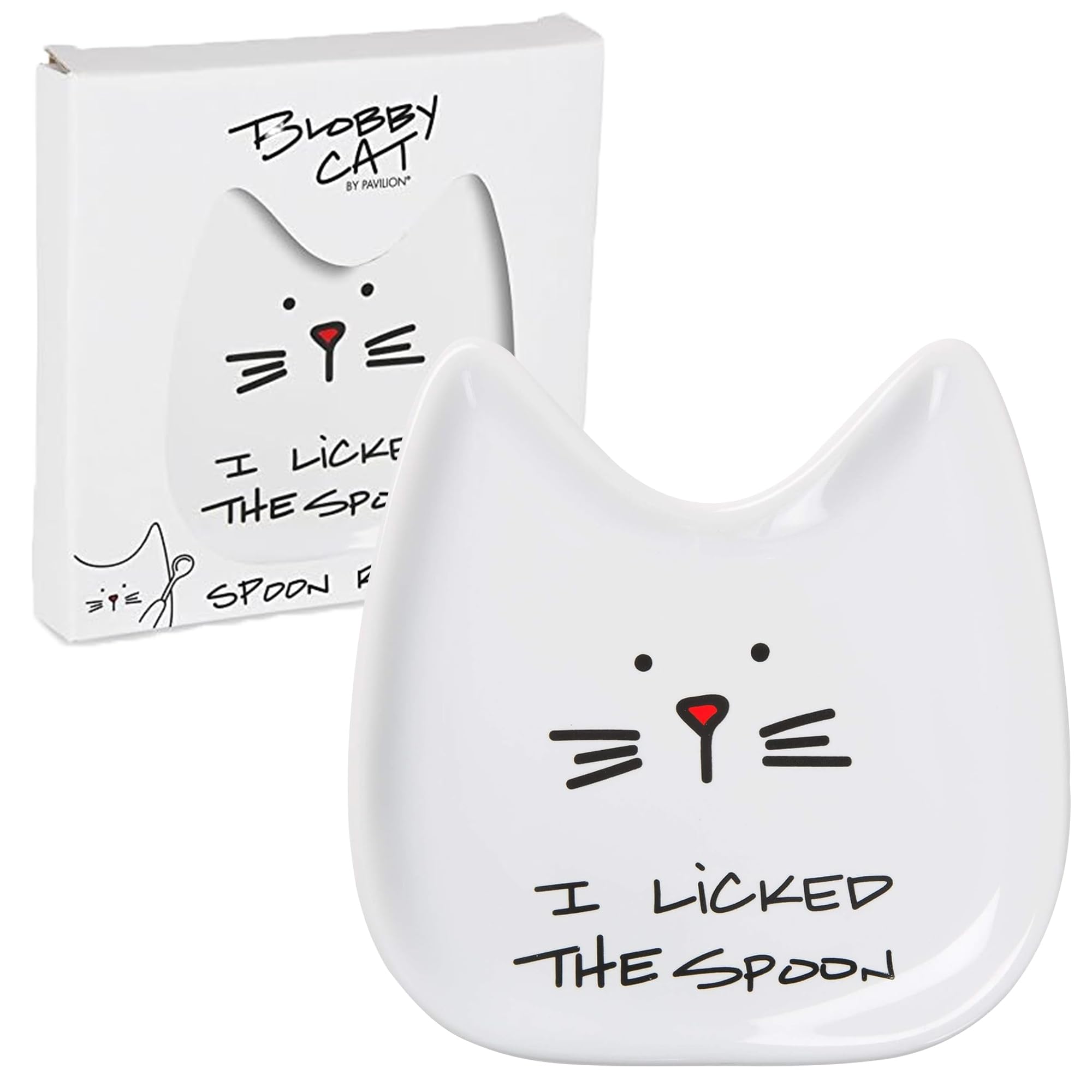 Amazon.com: Pavilion Blobby Cat Spoon Rest - Ceramic Cat Spoon Holder ...