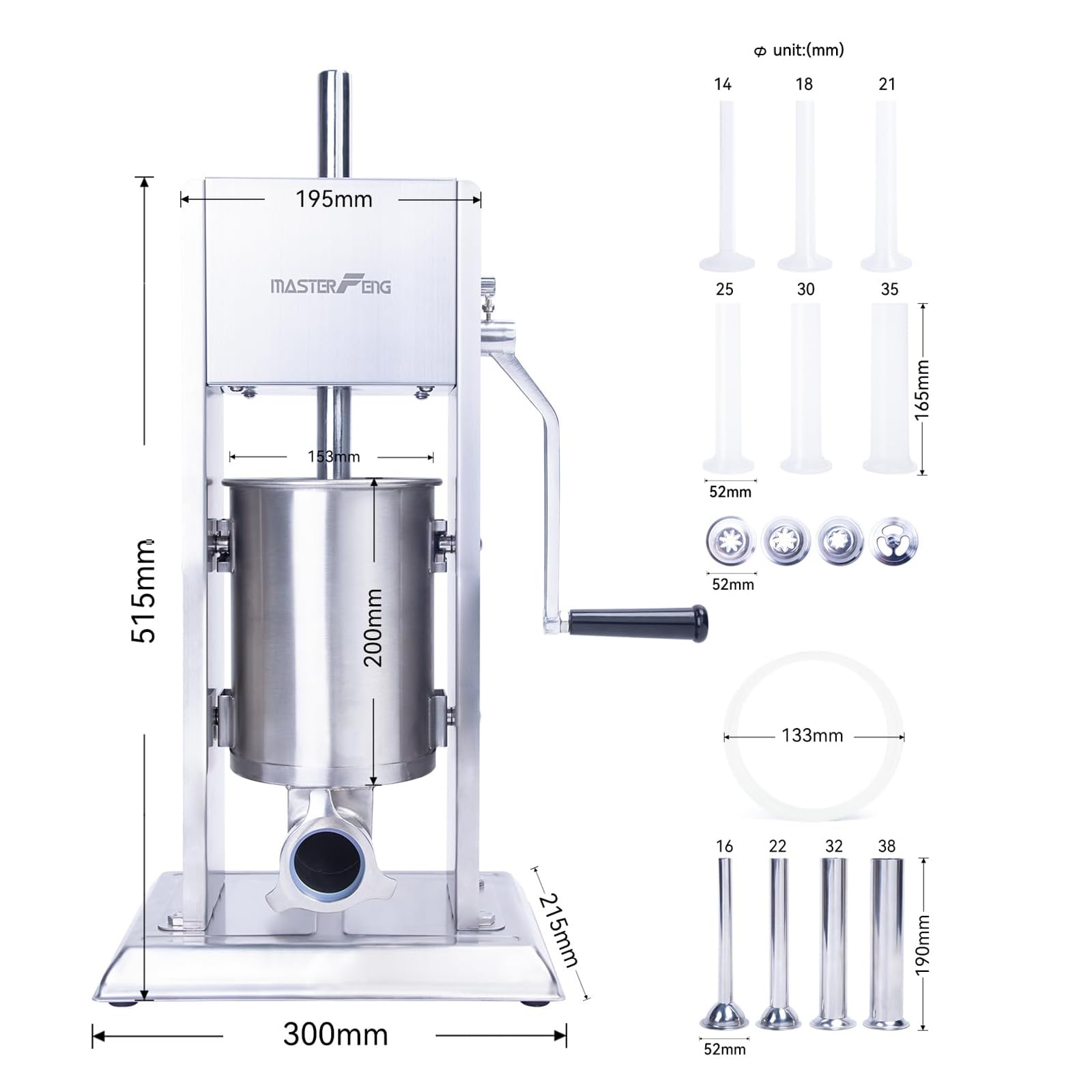 MASTER FENG Vertical Sausage Maker MASTER FENG Manual Sausage Stuffer ...