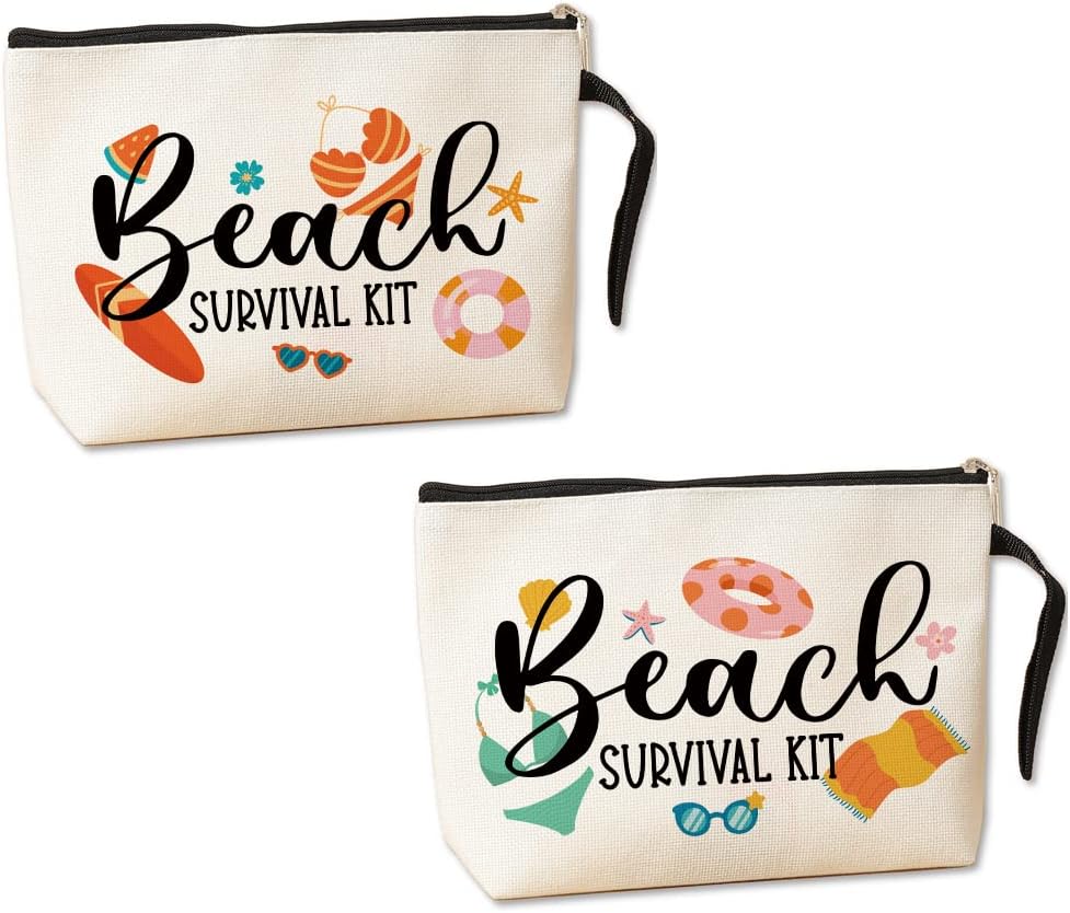 Amazon.com: Jztco Beach Survival Kit 2 PCS Cosmetic Bag for Women Funny ...