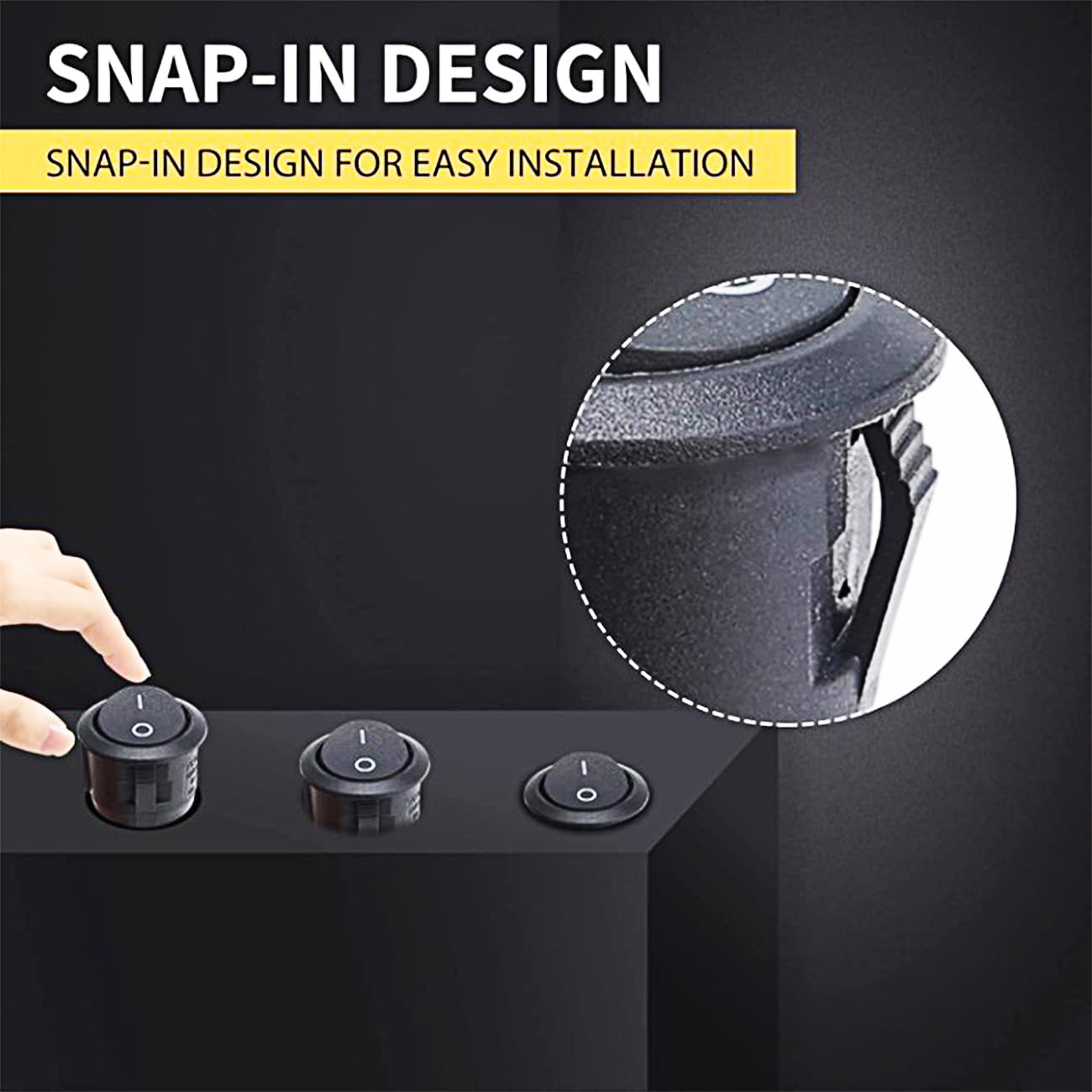 Snapklik.com : Round Rocker Switch 10A 120V AC 20A 12V DC 2 Pins 2 ...