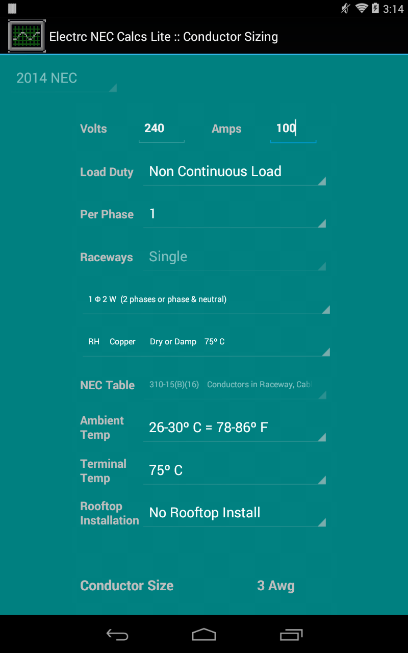 Electrc NEC Calcs Lite - App on Amazon Appstore