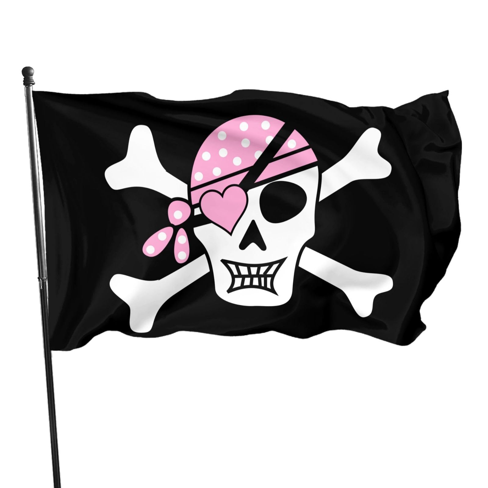 Pink Skull And Crossbones Flag