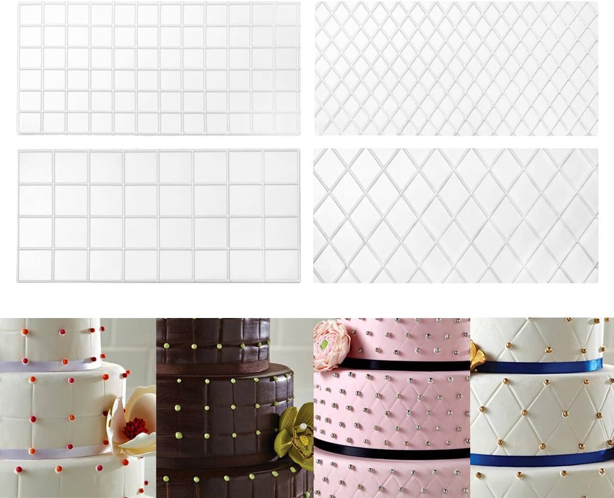 Amazon.com: Cake Fondant Impression Mat Mold Diamond Quilted Grid ...