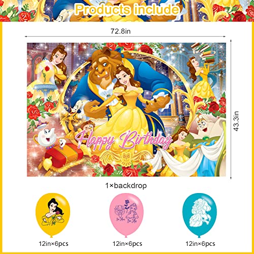 Snapklik.com : Beauty And The Beast Backdrop Birthday Banner For ...