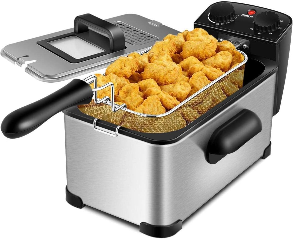 Amazon.com: Mayjooy Deep Fryer, 3.2 Qt Compact Deep Fryer w/View Window ...