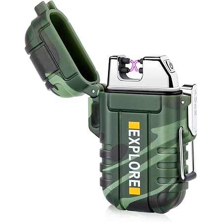 Amazon.com: Waterproof Lighter Outdoor Windproof Lighter Dual Arc ...