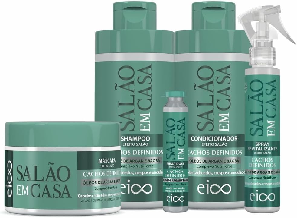 Eico Kit Shampoo 450ml e Condicionador 400ml Salão em Casa Cachos ...