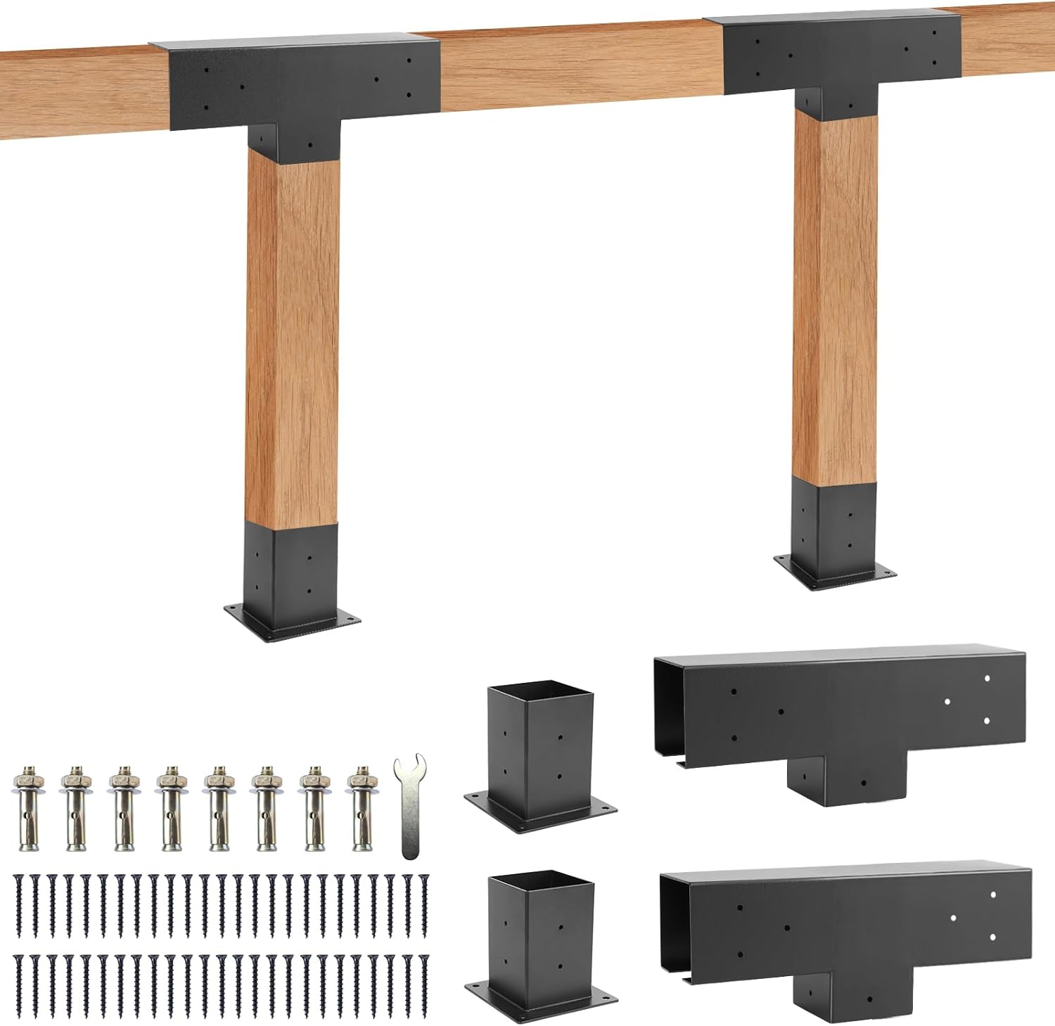 Pergola Brackets Kit 4x4 - BRRIY 3-Way Right Angle Corner Bracket ...
